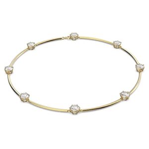 swarovski constella all-around necklace with clear round-cut crystals on a gold-tone finish band, part of the constella collection