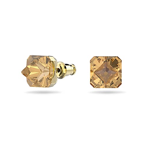 SWAROVKSI Ortyx stud earrings, Pyramid cut crystals, Yellow, Gold-tone Finish