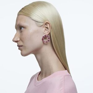 Swarovski Millenia Hoop Earrings, Octagon cut crystals, Pink, Rhodium plated