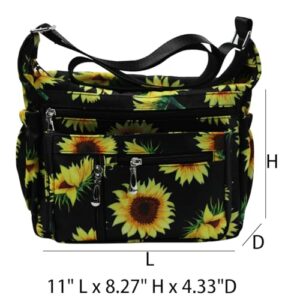 Fabuxry Purses and Shoulder Handbags for Women Crossbody Bag Messenger Bags (Floral-Sunflowers)