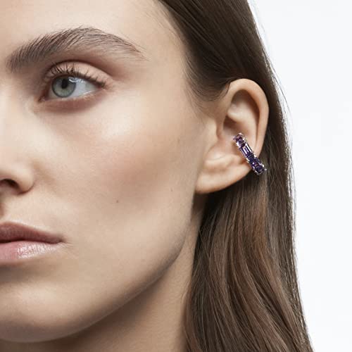 SWAROVSKI Millenia ear cuff, Octagon cut Swarovski Zirconia, Purple, Rhodium Finish