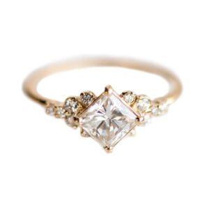 Koguxuix Vintage Ring Gold Engagement Ring CZ Crystal Diamond Wedding Ring 14k Gold Milgrain Ring Band (6)