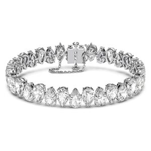 swarovski matrix bracelet, pear cut zirconia, clear, rhodium finish