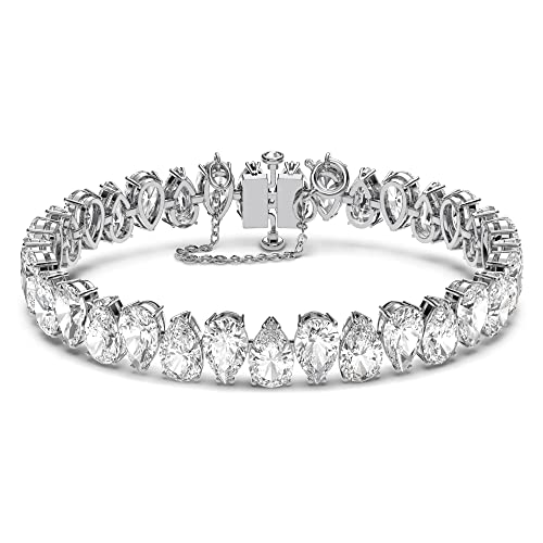 SWAROVSKI Matrix Bracelet, Pear cut Zirconia, Clear, Rhodium Finish