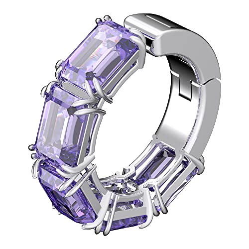 SWAROVSKI Millenia ear cuff, Octagon cut Swarovski Zirconia, Purple, Rhodium Finish