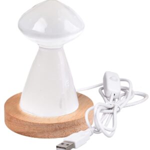 JIC Gem USB Selenite Lamp Hexagonal Crystal Points Selenite Tower Lamp Morocco Skyscraper 4 Inch with Wooden Light Stand Base