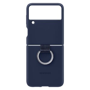 Samsung Galaxy Z Flip 3 Phone Case, Silicone Protective Cover with Ring, Heavy Duty, Shockproof Smartphone Protector, US Version, Navy,EF-PF711TNEGUS