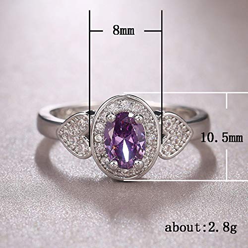 SCHZBSP S925 sterling silver vintage amethyst diamond ladies ring heart-shaped pavé cubic zirconia ring gorgeous CZ diamond ring eternal engagement ring ring fashion female ring (6)