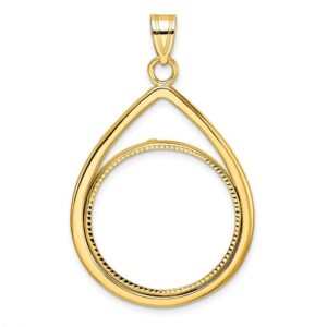 roy rose jewelry gold coin pendant mounting - 22mm coin size - lightweight teardrop and diamond-cut design frame - 14k yellow gold - prong set with bail