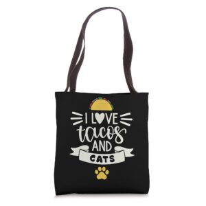 I Love Tacos and Cats Tote Bag