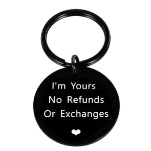 queyuen i'm yours no refunds or exchanges keychain couples gift for him her lovers jewelry