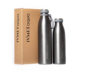 ivmet aqua stainless steel double wall vacuum insulated drinking bottle flask thermos hydro metal reusable canteen for sport fitness outdoor (cool grey, 25.3 oz/750 ml)