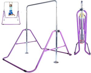 gymnastics bar kids home training kip bar | expandable horizontal kip bar folding home gym equipment boys and girls | junior gymnastics training jungle gym monkey bar playground gymnastic bar purple