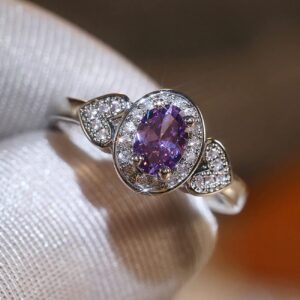 schzbsp s925 sterling silver vintage amethyst diamond ladies ring heart-shaped pavé cubic zirconia ring gorgeous cz diamond ring eternal engagement ring ring fashion female ring (6)