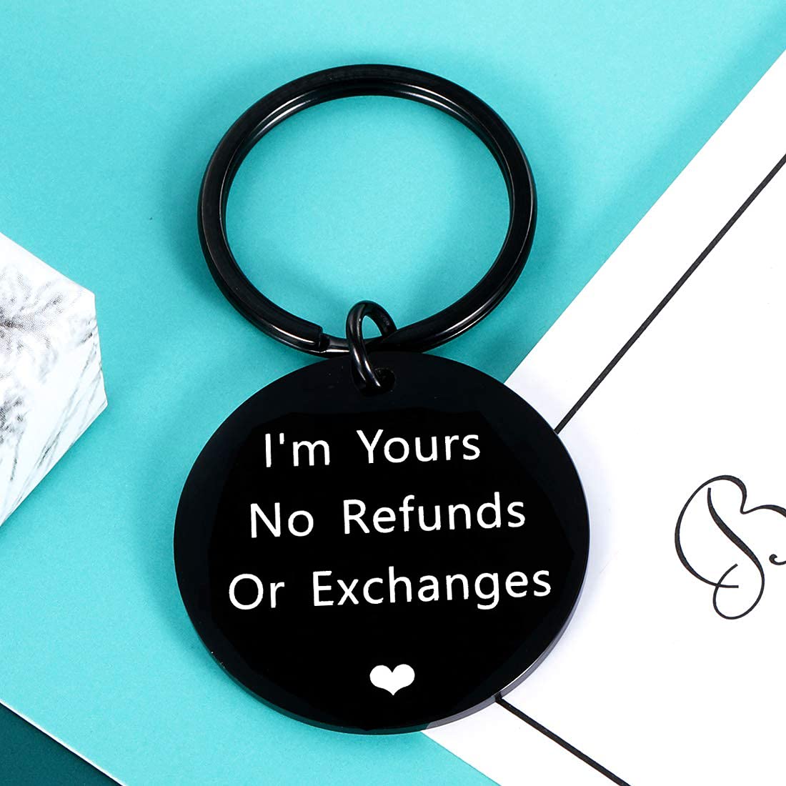 Queyuen I'm Yours No Refunds or Exchanges Keychain Couples Gift for Him Her Lovers Jewelry