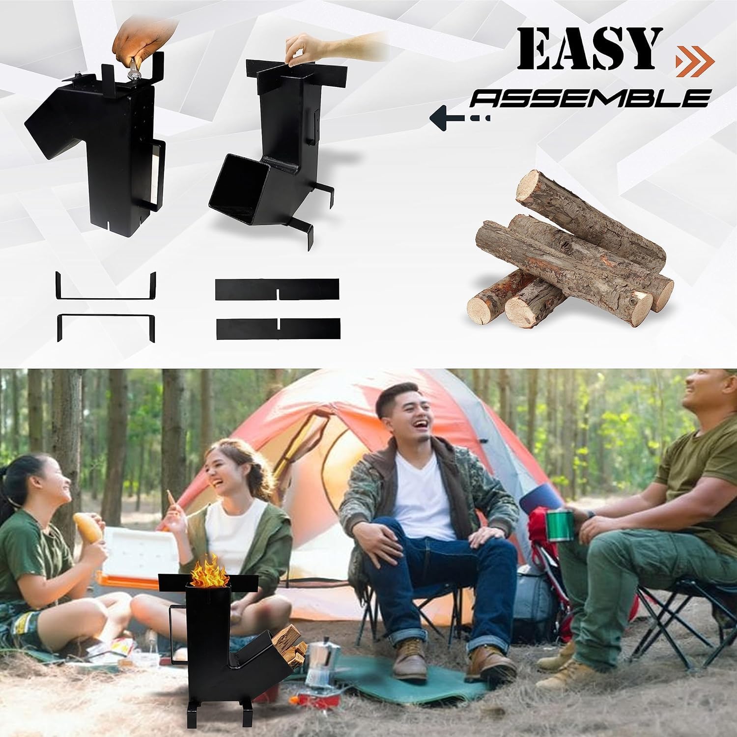 Simond Store - Rocket Stove - Rocket Stove Camping with FREE Carrying Bag - portable wood stove camping stove wood Gear rocket stove kit with Big Fuel Chamber rocket stoves for cooking wood burning