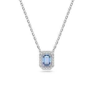 swarovski millenia necklace, octagon cut zirconia, blue, rhodium finish