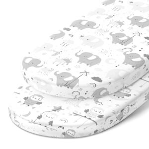 bassinet fitted sheets for fisher price bassinet soothing motions, stow and go, rock with me and soothing view bassinet – snuggly soft 100% jersey cotton – 2 pack