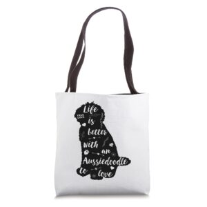 aussiedoodle design for aussiedoodle dog lovers tote bag