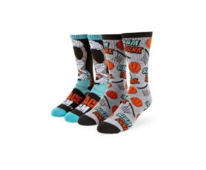 hypnotic socks space jam unisex athletic crew socks | 2 pairs | size 6-12,orange