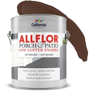 california paints allflor porch, patio and floor enamel paint, saddle brown, 1 gallon, extremely durable water-based formula, ideal for patios, pool decks, basements & more