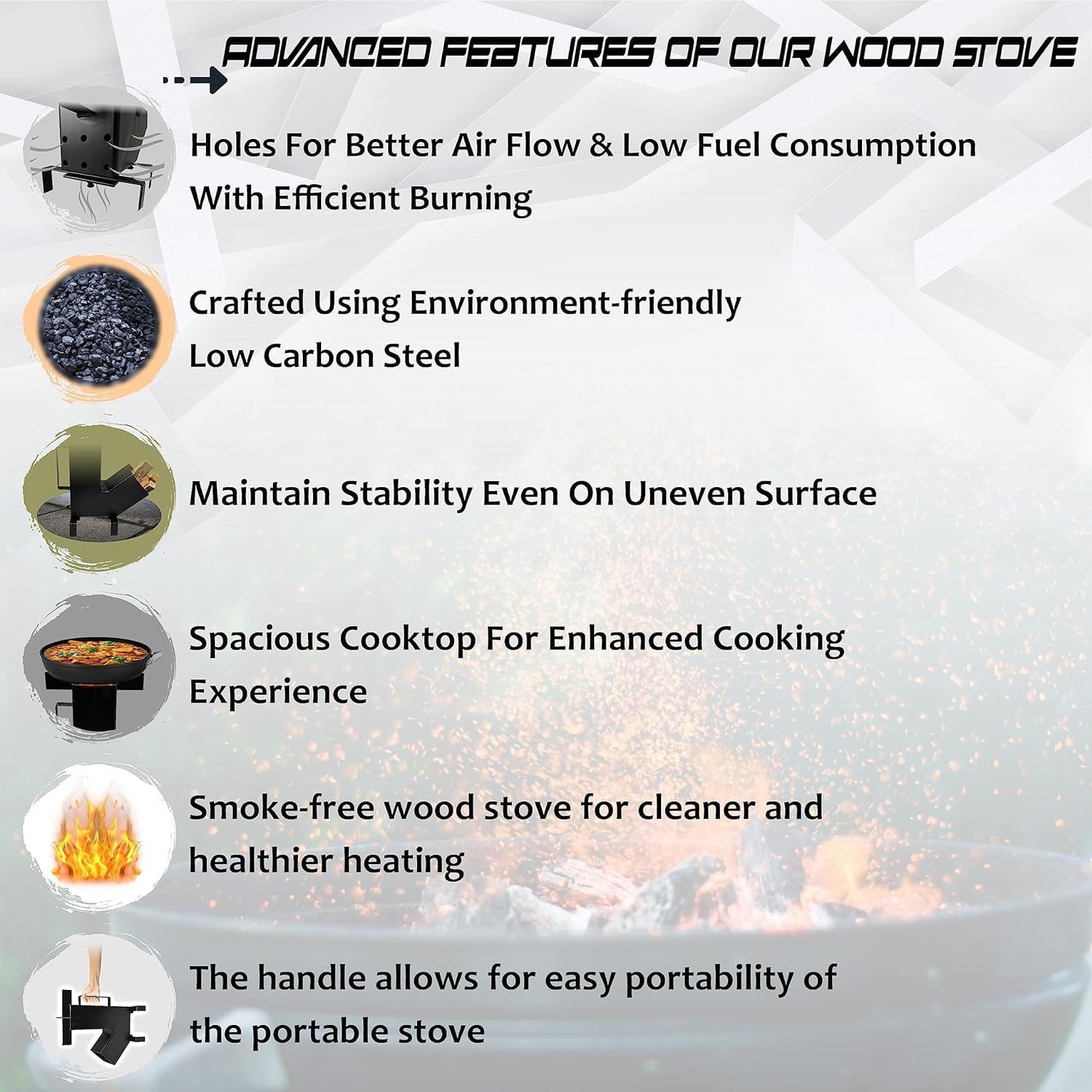 Simond Store - Rocket Stove - Rocket Stove Camping with FREE Carrying Bag - portable wood stove camping stove wood Gear rocket stove kit with Big Fuel Chamber rocket stoves for cooking wood burning