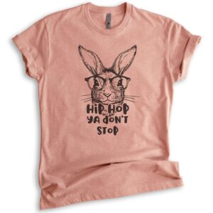 hip hop ya don't stop rabbit shirt, unisex women's men's shirt, easter shirt, easter bunny tee, hipster t, heather sunset, small