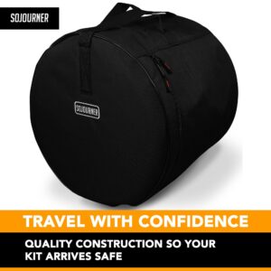 Drum Cases (5 Piece) - Travel Drum Bags Set for Standard Kits - Rugged Design & Thick Padding for Your Drumset Protection- Includes 22" Kick Bag, 12" Tom Case, 13 Tom, 16" Tom, 14" Snare