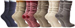 yacht & smith 6 pairs women's scrunched slouch socks, cotton boot socks bulk pack