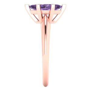 Clara Pucci 1.0 ct Marquise Cut Solitaire Simulated Alexandrite Engagement Bridal Promise Anniversary Ring 18K Rose Gold Size 3.5