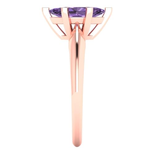 Clara Pucci 1.0 ct Marquise Cut Solitaire Simulated Alexandrite Engagement Bridal Promise Anniversary Ring 18K Rose Gold Size 3.5