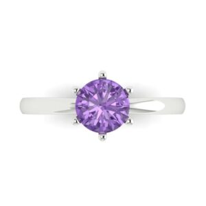 clara pucci 1.0 ct round cut solitaire simulated alexandrite engagement bridal promise anniversary ring in 18k white gold size 3.5