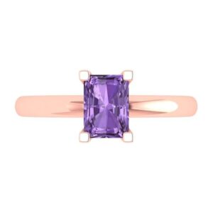 clara pucci 1.0 ct emerald cut solitaire simulated alexandrite engagement wedding bridal promise anniversary ring 18k rose gold size 6.5