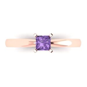 clara pucci 0.50 ct princess cut solitaire simulated alexandrite engagement bridal promise anniversary ring 18k rose gold size 4.5