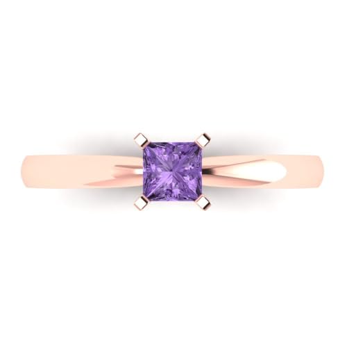 Clara Pucci 0.50 ct Princess Cut Solitaire Simulated Alexandrite Engagement Bridal Promise Anniversary Ring 18K Rose Gold Size 4.5