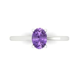 clara pucci 1.0 ct oval cut solitaire simulated alexandrite engagement wedding bridal promise anniversary ring 18k white gold size 5.25