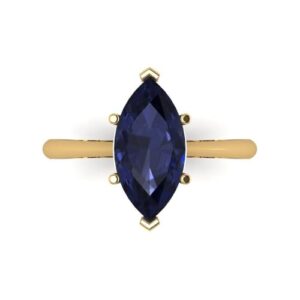 clara pucci 2.50 ct marquise cut custom engraving blue sapphire engagement wedding solitaire w/accent ring 18k yellow gold size 8.5