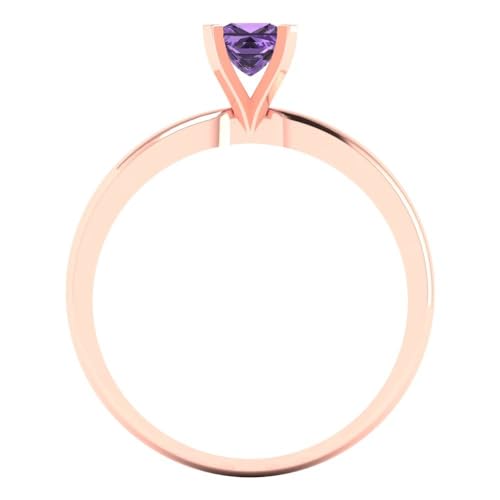 Clara Pucci 0.50 ct Princess Cut Solitaire Simulated Alexandrite Engagement Bridal Promise Anniversary Ring 18K Rose Gold Size 4.5