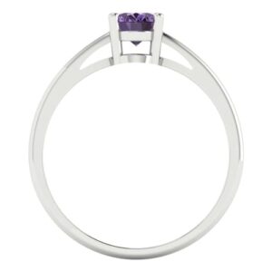 Clara Pucci 1.0 ct Oval Cut Solitaire Simulated Alexandrite Engagement Wedding Bridal Promise Anniversary Ring 18K White Gold Size 5.25