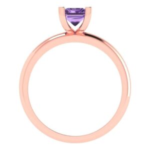 Clara Pucci 1.0 ct Emerald Cut Solitaire Simulated Alexandrite Engagement Wedding Bridal Promise Anniversary Ring 18K Rose Gold Size 6.5