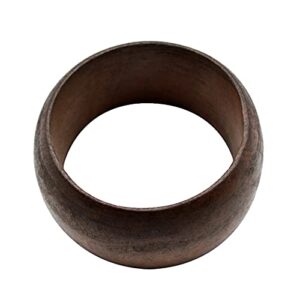 Handmade Ethnic Wood Cuff Bracelet Natural Wooden Large Bangles Round DIY Natural Wooden Chunky Bracelet Simple Engraved Geometric Braid Woven Bangle for Women Jewelry-Round Shape