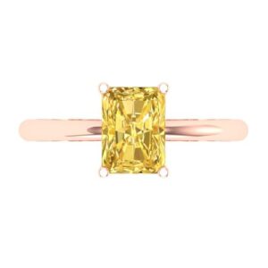 clara pucci 1.75ct radiant cut custom engraving natural citrine engagement wedding solitaire w/accent ring 18k rose gold size 3.5