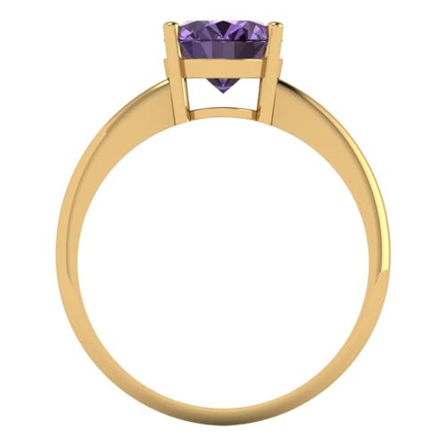 Clara Pucci 2.0 ct Oval Cut Solitaire Simulated Alexandrite Engagement Wedding Bridal Promise Anniversary Ring 18K Yellow Gold Size 5.5