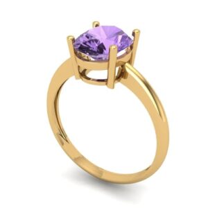 Clara Pucci 2.0 ct Oval Cut Solitaire Simulated Alexandrite Engagement Wedding Bridal Promise Anniversary Ring 18K Yellow Gold Size 5.5