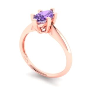 Clara Pucci 1.0 ct Marquise Cut Solitaire Simulated Alexandrite Engagement Bridal Promise Anniversary Ring 18K Rose Gold Size 3.5