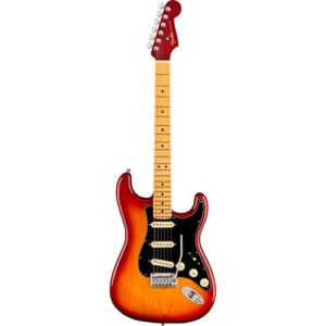 fender american ultra luxe stratocaster - plasma red burst with maple fingerboard