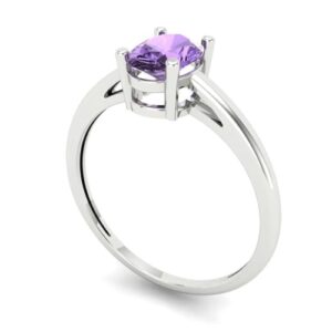 Clara Pucci 1.0 ct Oval Cut Solitaire Simulated Alexandrite Engagement Wedding Bridal Promise Anniversary Ring 18K White Gold Size 5.25