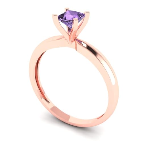 Clara Pucci 0.50 ct Princess Cut Solitaire Simulated Alexandrite Engagement Bridal Promise Anniversary Ring 18K Rose Gold Size 4.5