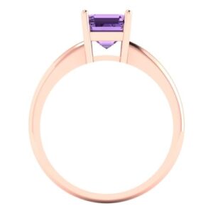 Clara Pucci 1.0 ct Asscher Cut Solitaire Simulated Alexandrite Engagement Bridal Promise Anniversary Ring 18K Rose Gold Size 3.75