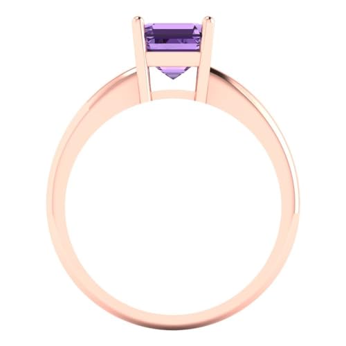 Clara Pucci 1.0 ct Asscher Cut Solitaire Simulated Alexandrite Engagement Bridal Promise Anniversary Ring 18K Rose Gold Size 3.75